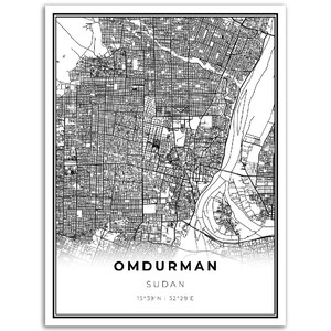 Omdurman Map Print, Sudan Art Poster, City Street Road Map Wall Art ...