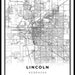 Lincoln Map Print, Nebraska NE USA Map Art Poster, City Street Road Map ...