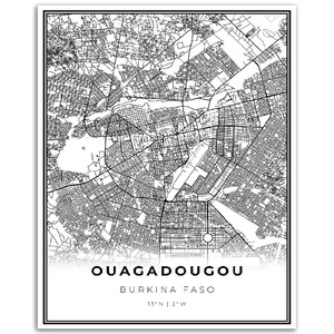 Ouagadougou Map Print, Burkina Faso Map Art Poster, Wagadugu, City Map ...