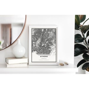 Athens Map Print, Greece Map Art Poster, City Street Road Map Wall Art ...
