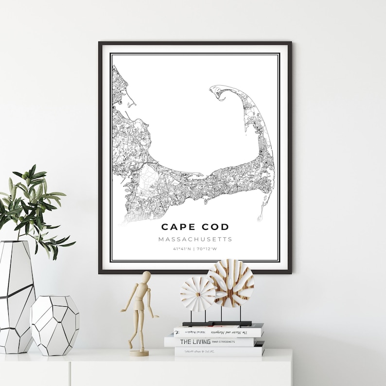 Cape Cod Map Print Massachusetts MA USA Map Art Poster City - Etsy