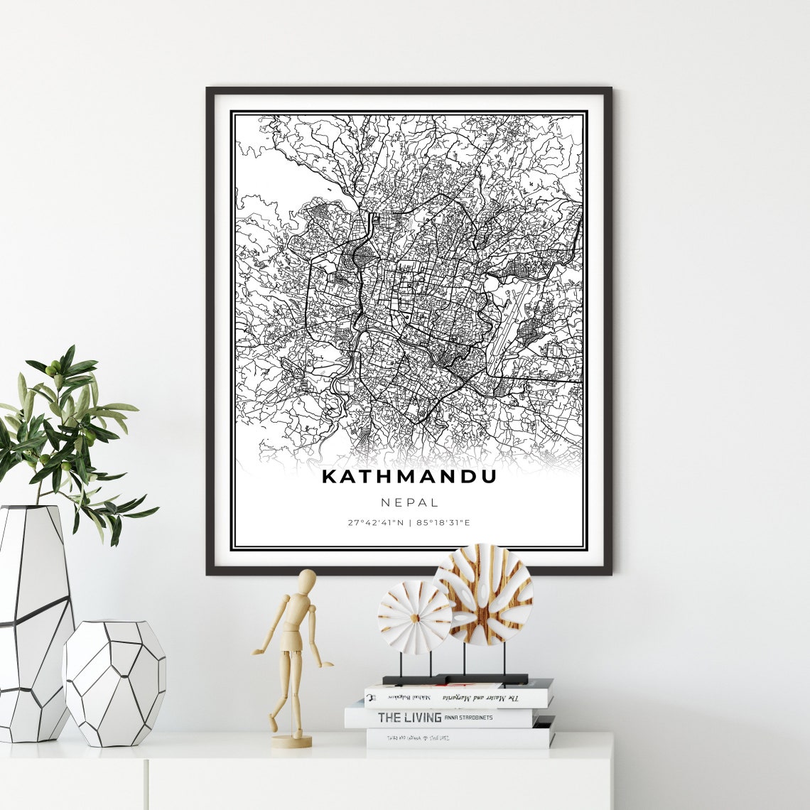 Kathmandu Map Print Nepal Map Art Poster City Street Road | Etsy