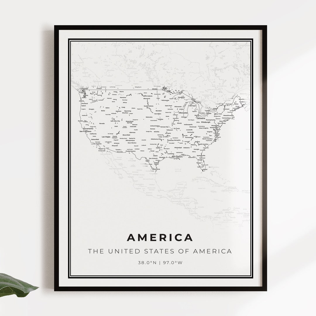 America Map Poster: USA Street Road Art Print - Etsy