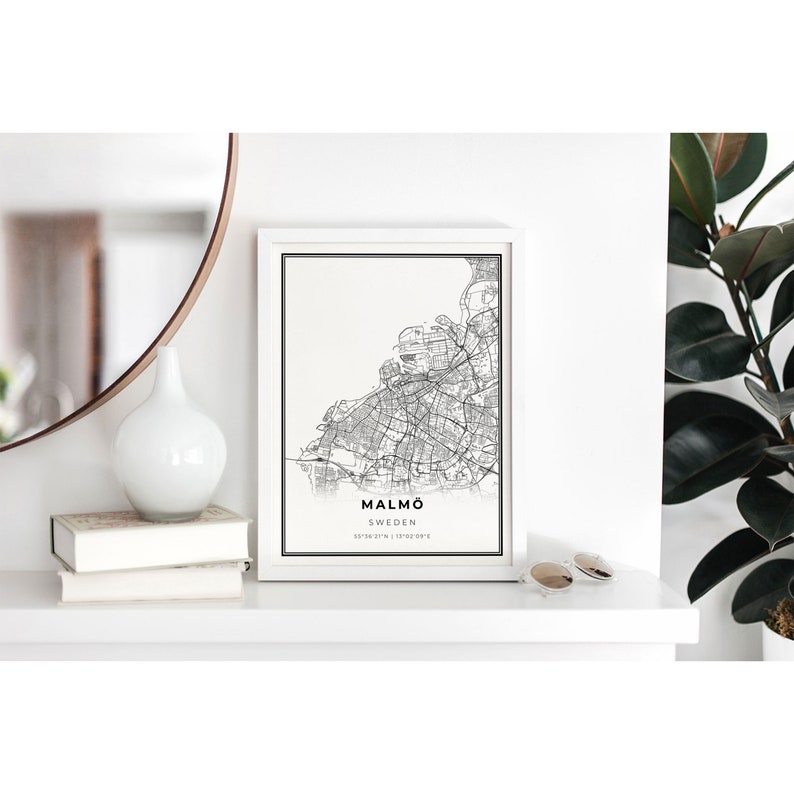 Malm Map Print Sweden Malmo Sweden Map Art Poster City Map - Etsy