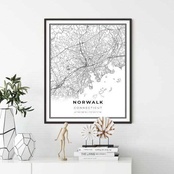 Norwalk Map Print Connecticut CT USA Map Art Poster | Etsy