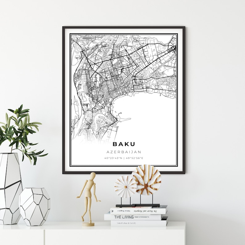Baku Map Print Azerbaijan Map Art Poster City Map Wall Art - Etsy