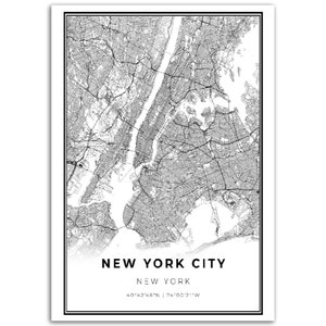 New York Area Map Print, New York City NYC NY USA Map Art Poster, City ...