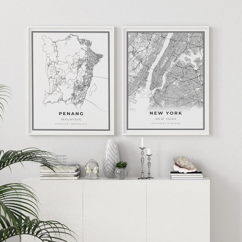 Penang Island Map Print Malaysia Map Art Poster City Street - Etsy