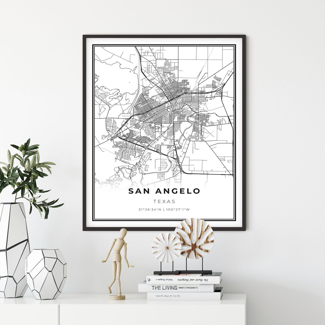 San Angelo Map Print Texas TX USA Map Art Poster City Street - Etsy