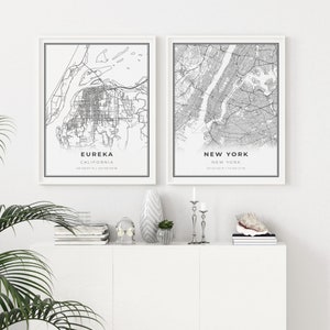 Eureka Map Print, California CA USA Map Art Poster, City Road Street ...