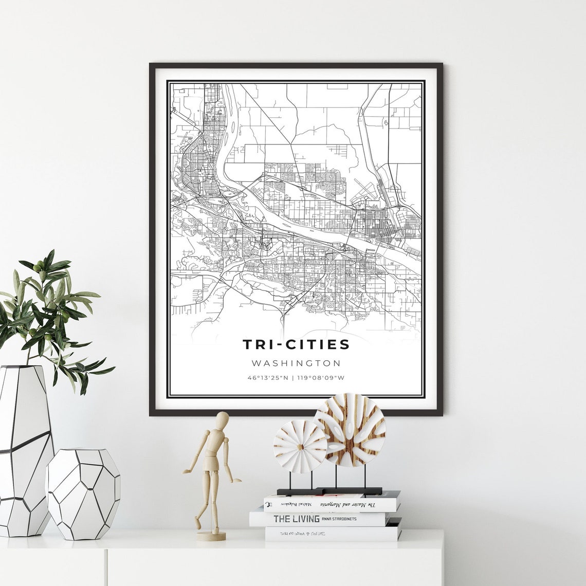 The Tri-cities Map Print Washington WA USA Map Art Poster | Etsy
