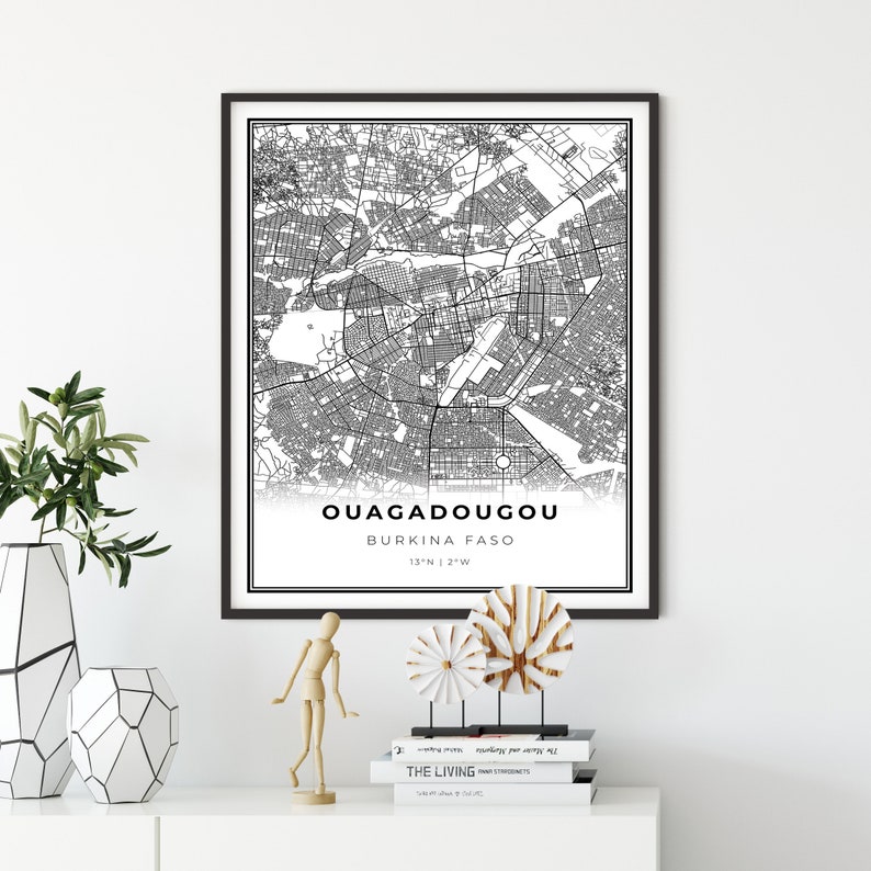 Ouagadougou Map Print Burkina Faso Map Art Poster Wagadugu - Etsy