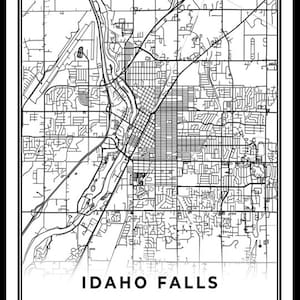 Idaho Falls Map Print, Idaho ID USA Map Art Poster, Bonneville County ...