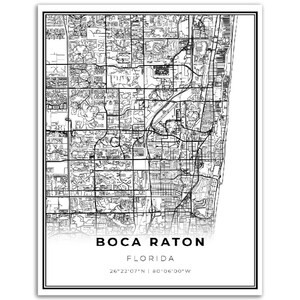 Boca Raton Map Print, Florida FL USA Map Art Poster, Palm Beach City ...