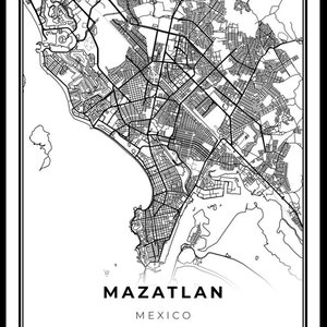 Mazatlan Map Print, Mexico Map Art Poster, City Map Wall Art, City Map ...