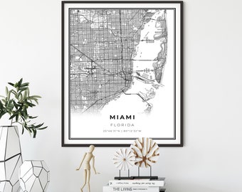 Miami Map Print - Etsy