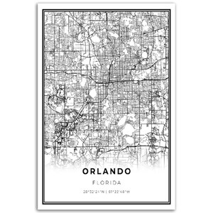Orlando Map Print, Florida FL USA Map Art Poster, City Street Road Map ...
