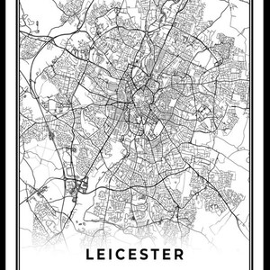 Leicester Map Print, England United Kingdom UK, City Map Wall Art ...