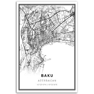 Baku Map Print, Azerbaijan Map Art Poster, City Map Wall Art, Bedroom ...