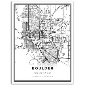 Boulder Map Print, Colorado CO Map Art Poster, USA Map Art, City Street ...