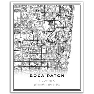 Boca Raton Map Print, Florida FL USA Map Art Poster, Palm Beach City ...