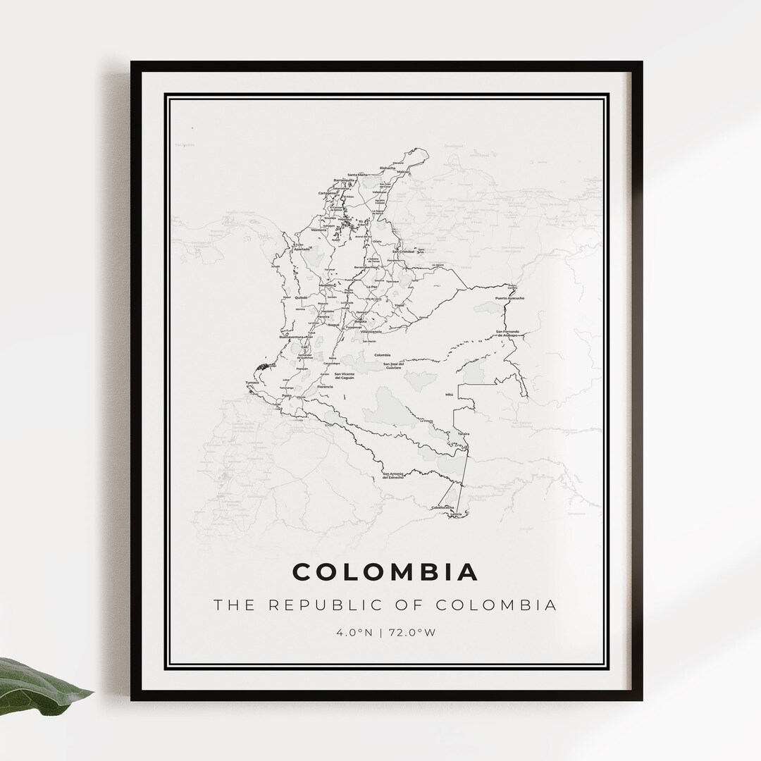 Colombia Map Print: Country Road Wall Art - Etsy