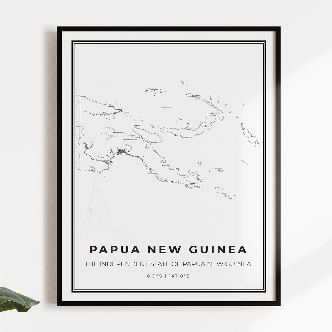 Papua New Guinea Map Poster Print, Country Street Road Map Wall Art ...