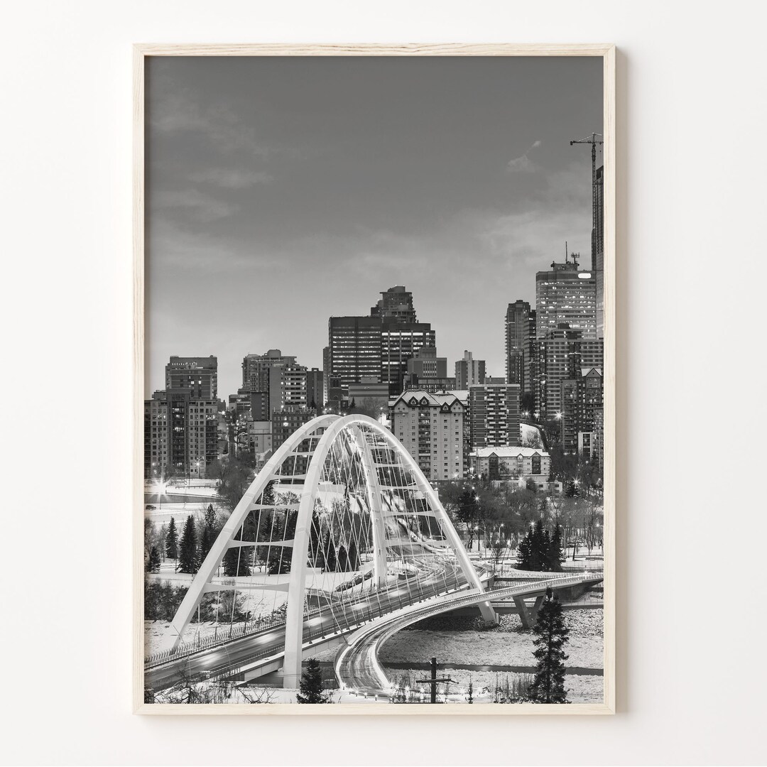 Edmonton Bridge Print: Black and White Alberta Canada Wall Art - Etsy