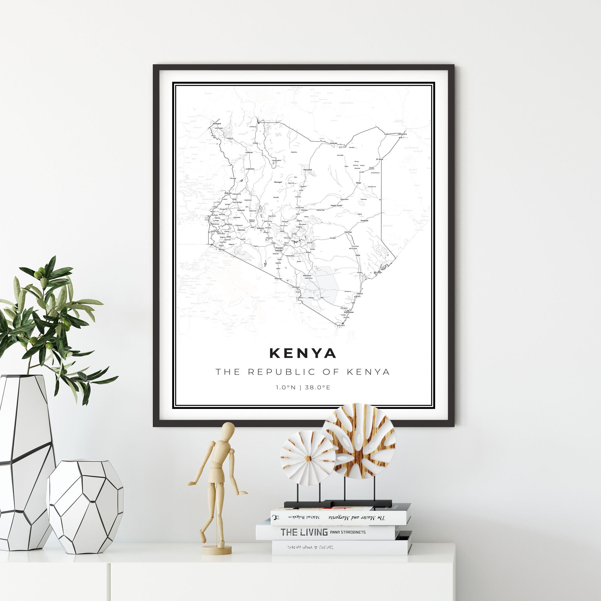 Kenya Map Poster: Minimalist Country Road Map Art - Etsy