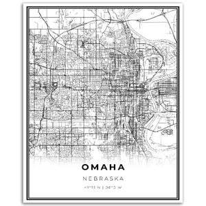 Omaha Map Print, Nebraska NE USA Map Art Poster, City Street Road Map ...