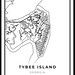 Tybee Island Map Print, Georgia GA USA Map Art Poster, City Street Road ...