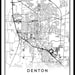 Denton Map Print, Texas TX USA Map Art Poster, City Road Street Map ...