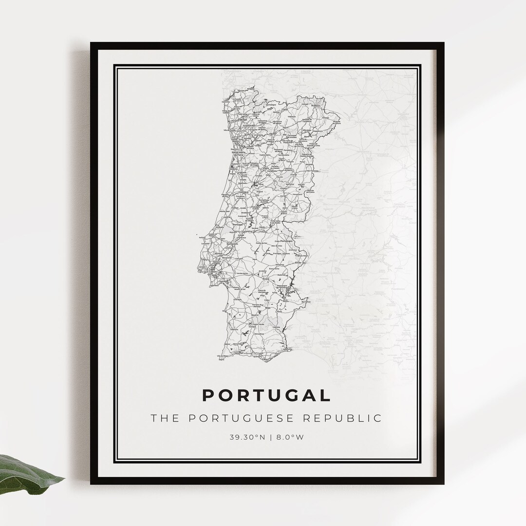 Portugal Map Poster: Country Road Wall Art - Etsy
