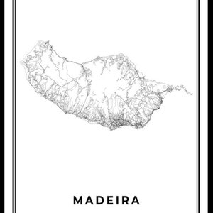 Madeira Map Print Portugal Map Art Poster Funchal City - Etsy