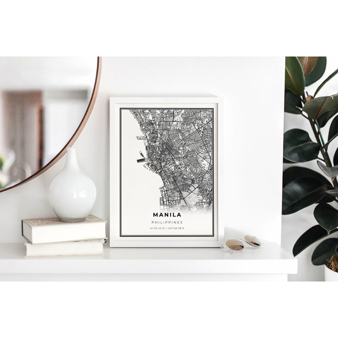 Manila Map Print Philippines Map Art Poster City Street Road - Etsy