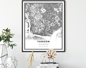 Myanmar City Map Art - Etsy