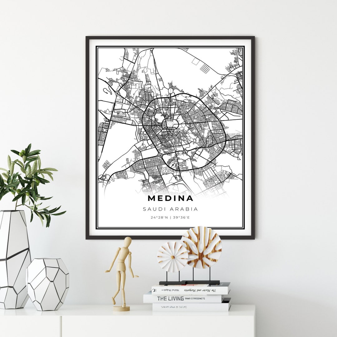 Medina Map Print Saudi Arabia Map Art Poster City Street - Etsy