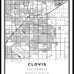 Clovis Map Print California CA USA Map Art Poster City - Etsy