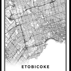 Etobicoke Map Print, Toronto Ontario ON Canada Map Art Poster, City ...