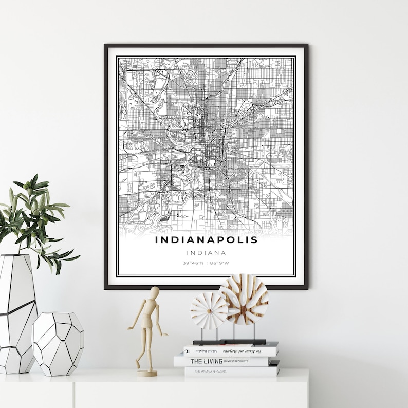 Indianapolis Map Print Indiana IN USA Map Art Poster City | Etsy