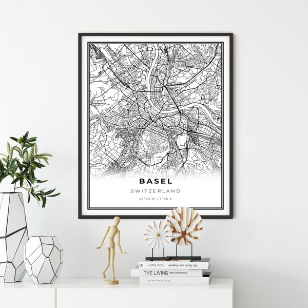 Cartina della città di basilea art - Etsy Italia