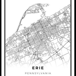 Erie Pennsylvania Map Art Print: City Street Map Poster - Etsy