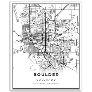 Boulder Map Print, Colorado CO Map Art Poster, USA Map Art, City Street ...