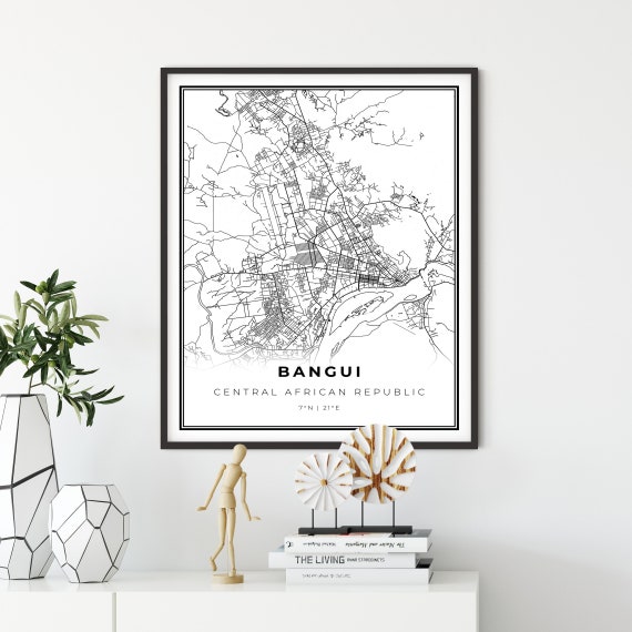 Bangui Map Print Central African Republic Map Art Poster CAR | Etsy