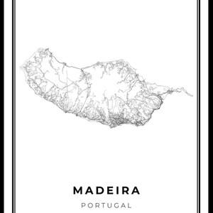Madeira Map Print Portugal Map Art Poster Funchal City - Etsy