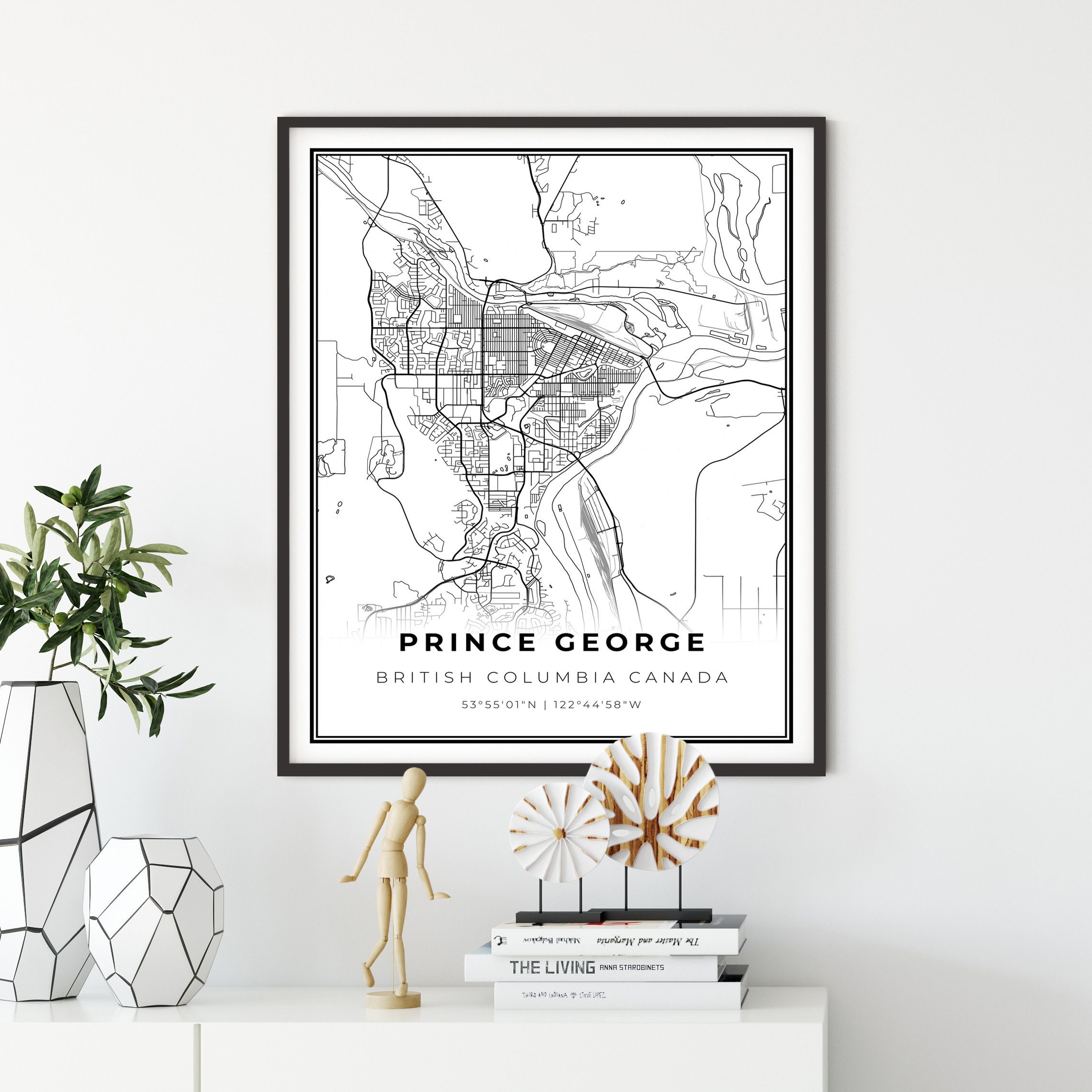 Prince George Map Print British Columbia BC Canada Map Art - Etsy UK