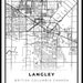 Langley Map Print, British Columbia BC Canada, City Street Road Map ...