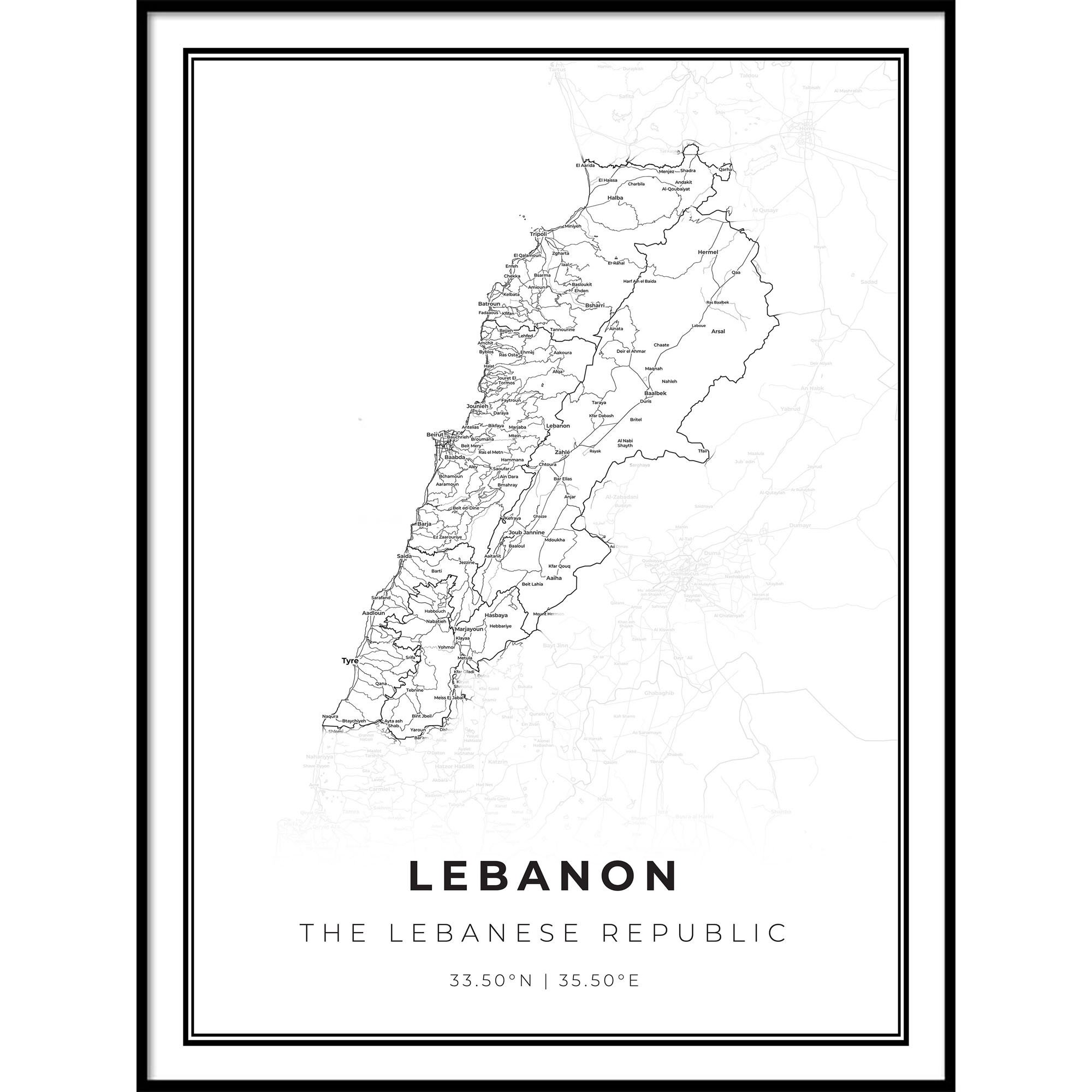 Lebanon Map Poster Print Country Street Road Map Wall Art - Etsy