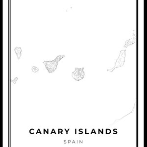 Canary Islands Map Print Spain Road Map Poster Islas - Etsy