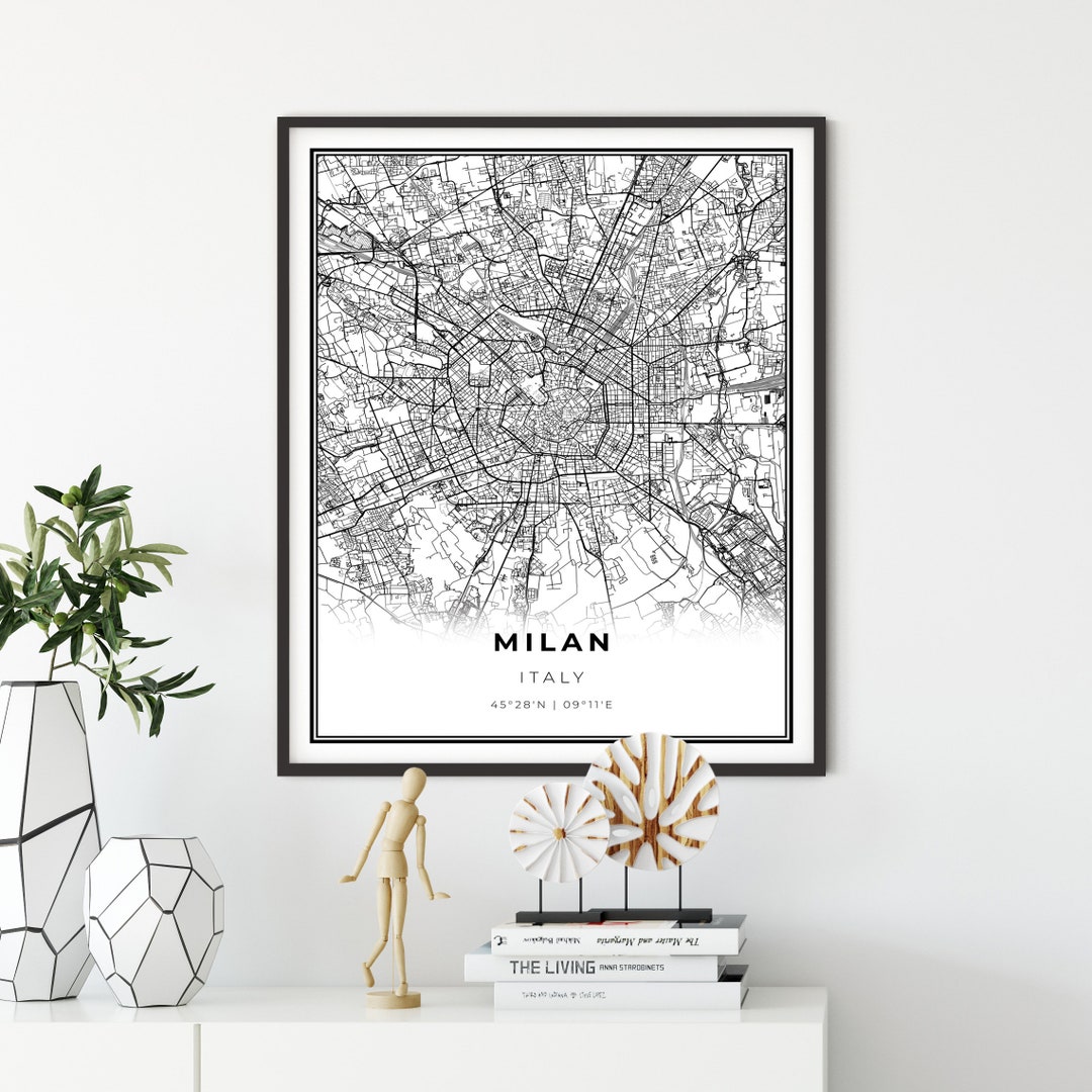 Milan Map Print Italy Map Art Poster Milano Italia City - Etsy